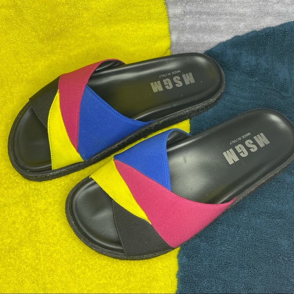 MSGM | Shoes | Msgm Leather Multicolor Slides | Poshmark